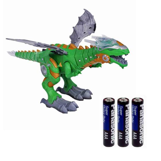 Dragão Robô Dinossauro Bate Asas Sopra Fumaça Brinquedo Cyber Dragon