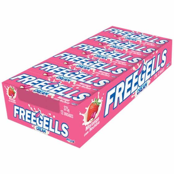 Drops Freegells Cream Morango Riclan 12 Unidades - Balas - Magazine Luiza