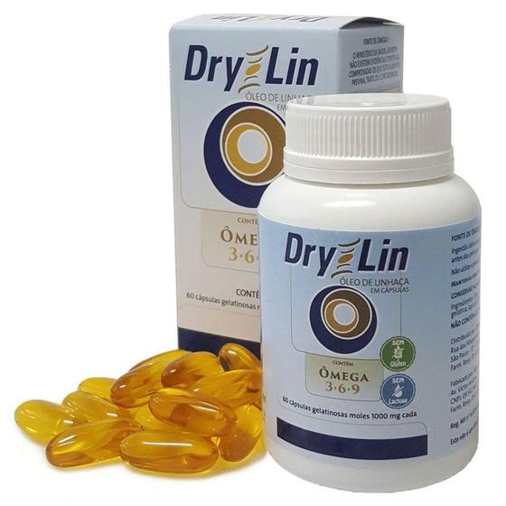 Dry-Lin Óleo de Linhaça em Cápsulas 1000mg c/ 60 - Óleo de Linhaça ...
