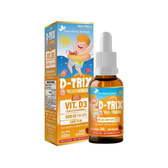 DTRIX KIDS Suplemento Infantil de Vitamina D Vit D 500 UI/gota 30ml Sabor Morango Flora Nativa ...