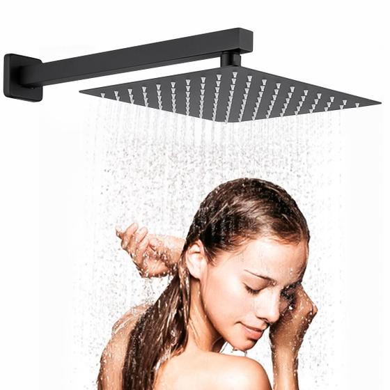 Ducha Chuveiro Inox 20x20 Parede Luxo Suporte Quadrado Area Externa ...