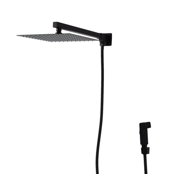 Ducha Chuveiro Inox 304 Black 25 Cm Quadrada Completa C/ Desviador ...