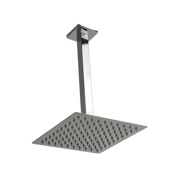 Ducha Chuveiro Inox 304 Slim Quadrado C/ Braço De Teto 24 Cm - Water ...