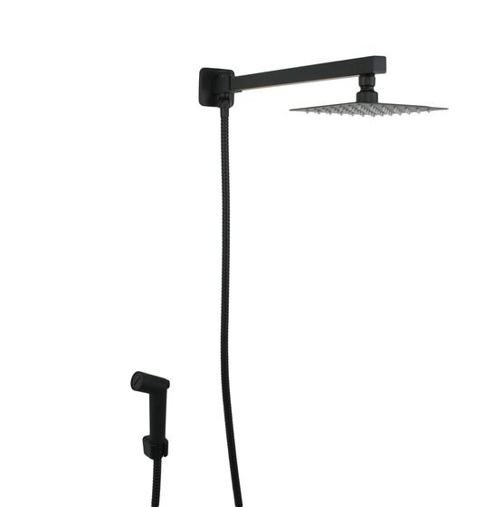 Ducha Chuveiro Inox Preto 15 Cm Quadrada Completa C/ Desviador - AMG ...