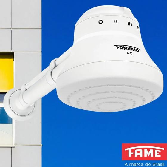 Ducha Faminho 4 Temperaturas Fame Branco 127v 5400w Cm Cano Ducha