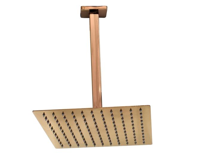 Ducha Inox Rose Golden 25 Cm Quadrado Com Braço De Teto Rose Gold ...