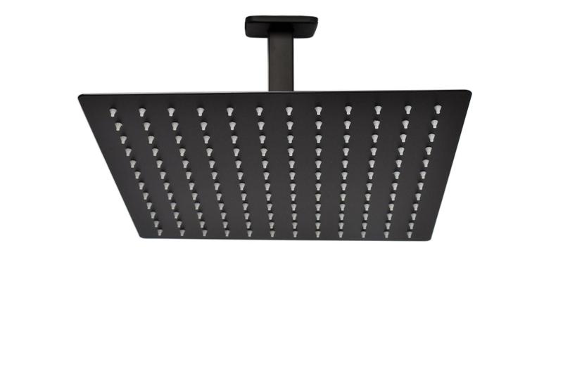 Ducha Inox Slim Quadrada Black Matte 30x30 cm com Braço de Teto 10 cm ...