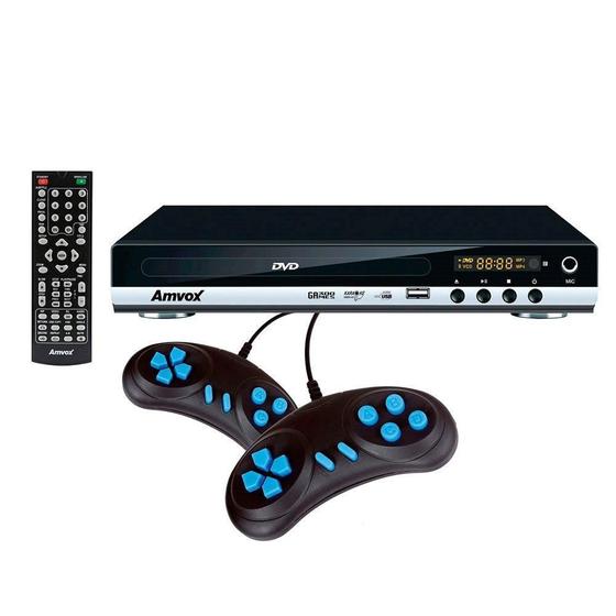DVD Player Game AMD-910 USB com 300 Jogos, 2 Joysticks, Controle ...