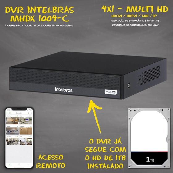 Dvr 4 canais Intelbras Com Hd 1 tera - Gravador de Vídeo / DVR ...