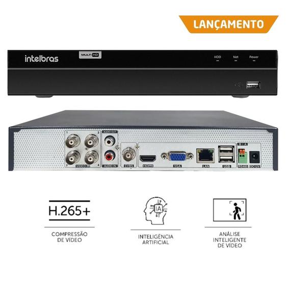 DVR Intelbras MHDX 1204 4 Canais 1080p Lite Compressão de vídeo H.265 ...
