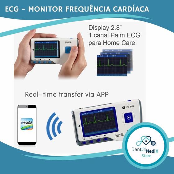 EASY ECG MONITOR CARDÍACO PORTÁTIL PC80B LCD Tela Colorida Eletrocardiograma Monitor cardíaco de ...