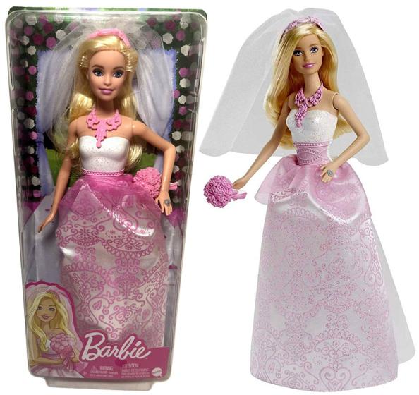 Edição Especial - Boneca Barbie Com Vestido De Noiva Branco E Rosa ...