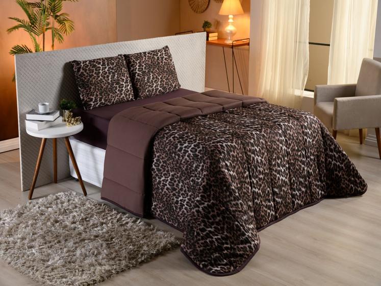 Edredom 100% Algodão de Malha Dupla Face Casal King Estampado 03 Peças ...