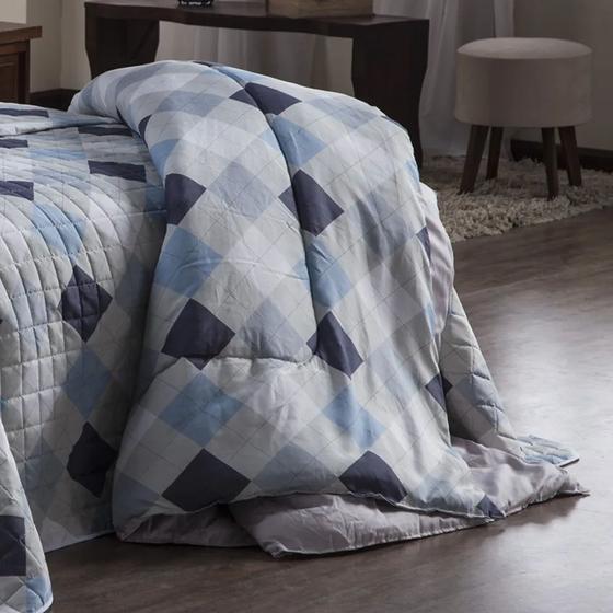 Edredom Coberta Classic Queen Algodão 160 Fios Dupla Face Xadrez ...
