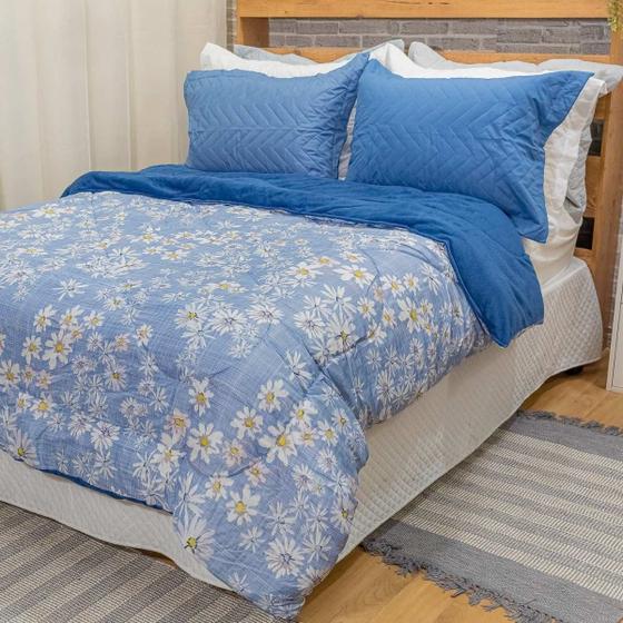 Edredom Combo Casal Margarida Plush Azul Escuro - Hedrons - Edredom ...