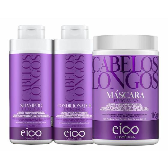 Eico Cabelos Longos Shampoo e Condicionador 450ml Desembaraço Antiqueda ...
