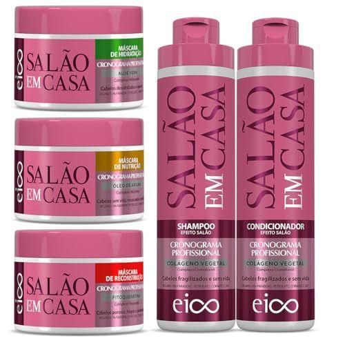 Eico Kit Salão Em Casa Cronograma Shampoo 800ml e Condicionador 750ml ...