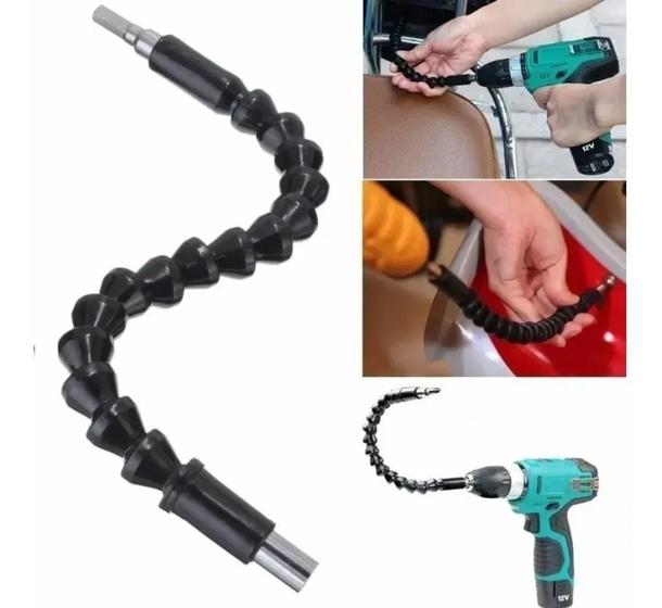 Eixo Extensor Haste Flexível Prolongador 29,5cm Parafusadeira Bits 1/4 - CTPOHR - Extensor ...