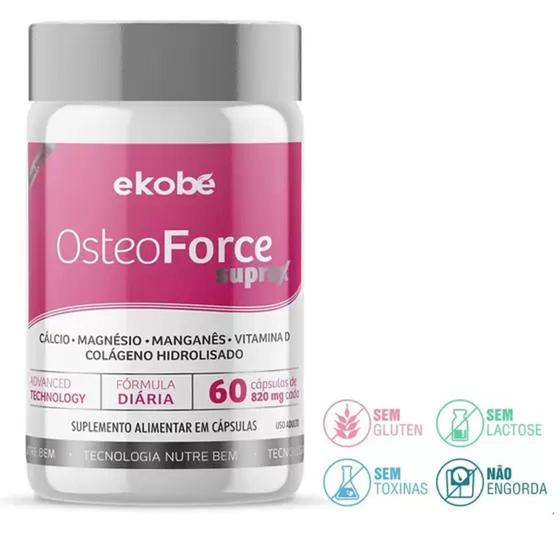 Ekobé OsteoForce +D Suprax (60 Caps) Prevenção às Doenças Ósseas ...