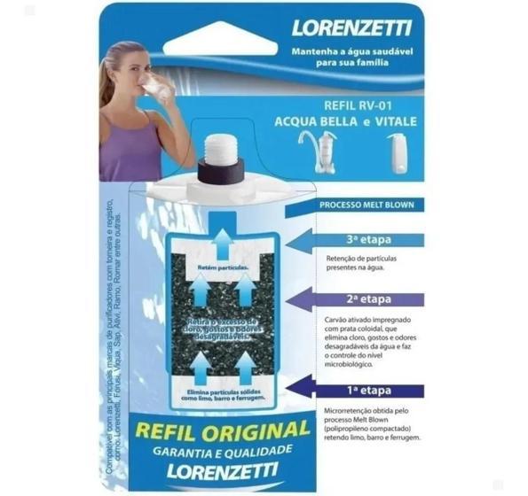 Elemento Filtrante Refil Filtro Lorenzetti RV-01 para Purificador de ...