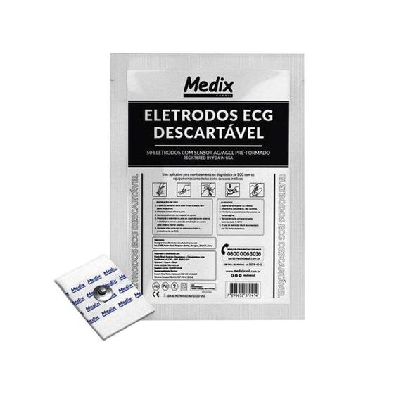 Eletrodo Descartável Para ECG Retangular Adulto Pct C/ 50 Und - Medix ...
