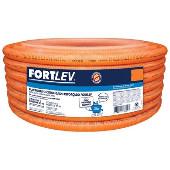 Eletroduto 3/4" flexivel reforçado laranja com 50 metros - fortlev ...