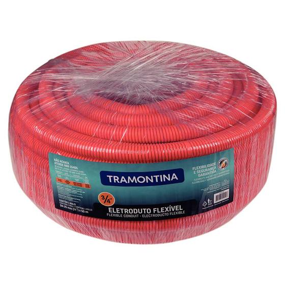 Eletroduto Corrugado Flex 50m DN25 3/4 Tramontina Laranja - Conduíte ...