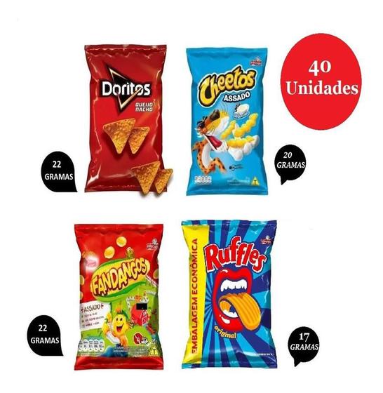 Elma Chips Ruffles +doritos+fandangos+cheetos Caixa C/ 40un - Ruffles - Magazine Luiza
