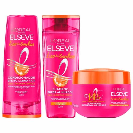 Elseve Liso dos Sonhos Kit - Condicionador + Shampoo + Máscara Capilar ...