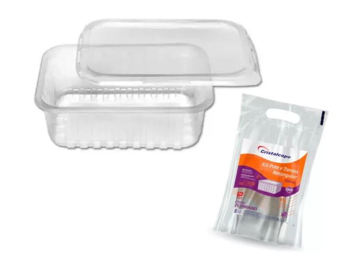 Embalagem Freezer & Micro-ondas de 750ml Retangular POTE c/ 25 unidades - CristalCopo - Pote ...
