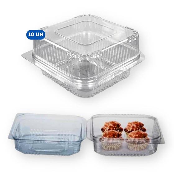 Embalagem Plástica Doce Quadrado com Tampa Articulada 641 - 103,5x47mm ...