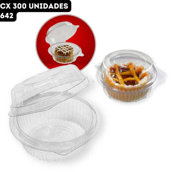 Embalagem Plástica Doce Redondo com Tampa Articulada 642 - 93x51mm - CX ...