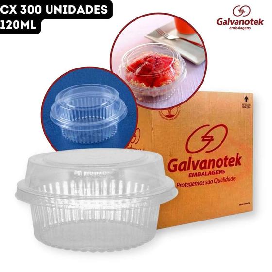 Embalagem Plástica Doce Redondo com Tampa Separada G645 Galvanotek - 120ml - CX 300 Unidades ...