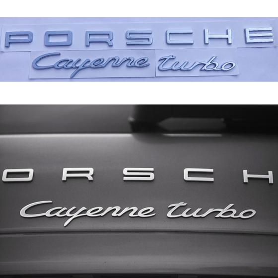 Emblema Letra Porsche + Cayenne + Turbo Cromado - OEM - Emblemas ...