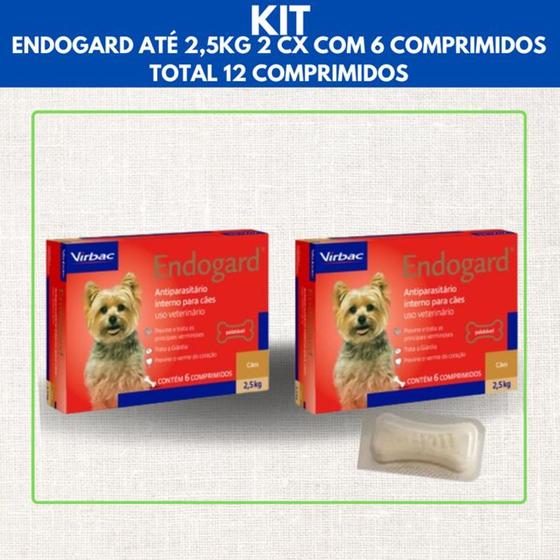 endogard até 2,5kg 2 caixa com 6 comprimidos total 12 comprimidos ...