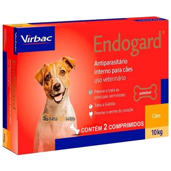 Endogard Para Cães Até 10Kg - 2 Comprimidos - Virbac - Vermífugo Pet ...