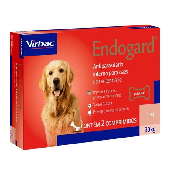Endogard Para Cães Até 30Kg Virbac - 2 Comprimidos - Vermífugo Pet ...