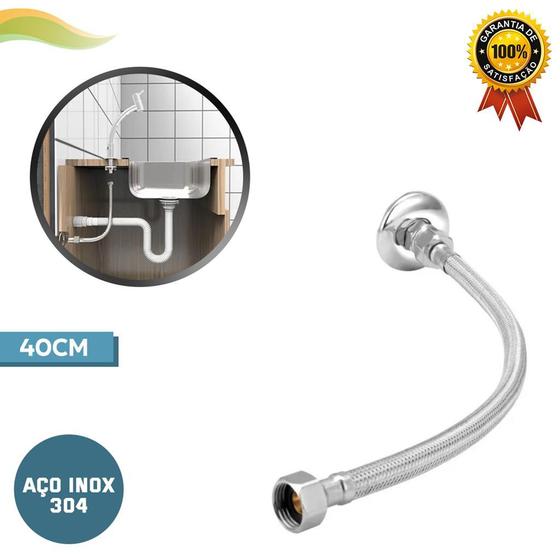 Engate Flexivel Inox 40cm Com Bitola Para Entrada De Água 1/2" Polegada ...