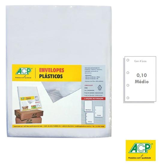 Envelope Plástico Médio 24x32x0,10 C/4 Furos Acp 100 Unid. - Envelope ...