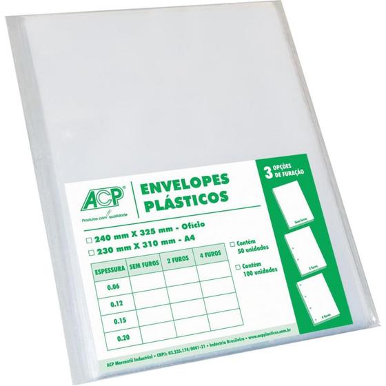 Envelope Plastico Oficio 4FUROS Medio 0,10MM (7897027207160) - ACP ...