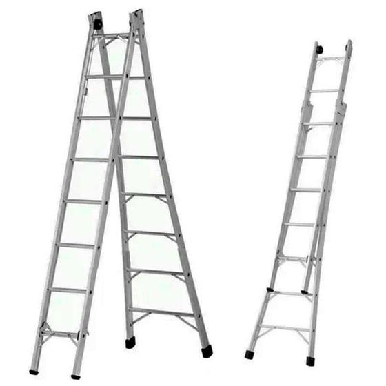 Escada de Alumínio Abrir 8 Degraus Profissional Reforçada - Alustep ...