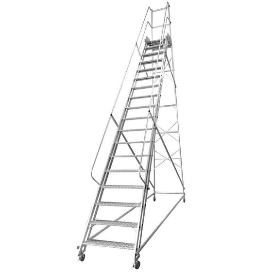 Escada Plataforma Trepadeira NR12 4,50m 17 Degraus com 4 Rod - ESCALEVE ...