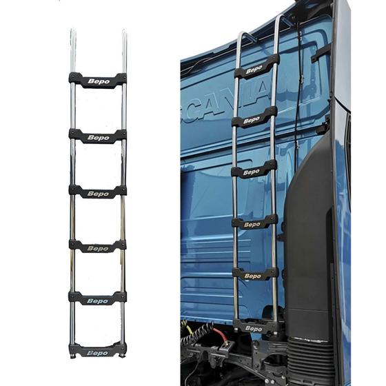 Escada Scania S6 Traseira Cabine R Teto Alto Cromada 6 Degr. - Bepo - Escadas - Magazine Luiza