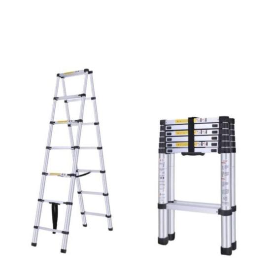 Escada Telescópica FiberVix Retrátil e Extensiva 1,35m Alumínio Preto ...