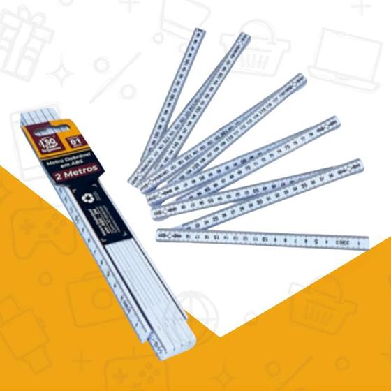 Escala Métrica ABS 2 Metros Alta Precisão Portátil Profissional Medir ...