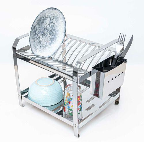 Escorredor 12 Pratos Em Aço Inox Com Porta Talheres Inox - Dinox ...
