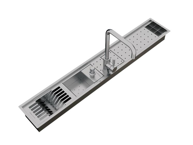 Escorredor Louças Sobrepor Calha Úmida Com Torneira Inox - Calha Úmida ...