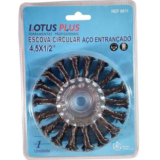 Escova Aço Circular Trancada 115mm 4.1/2 x 1/2 Lotus - Escova de Aço ...