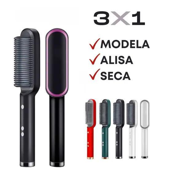 Escova Alisadora De Cabelo 3 Em 1 Elétrico Cerâmico - Escova Alisadora Elétrica - Ramin - Escova ...