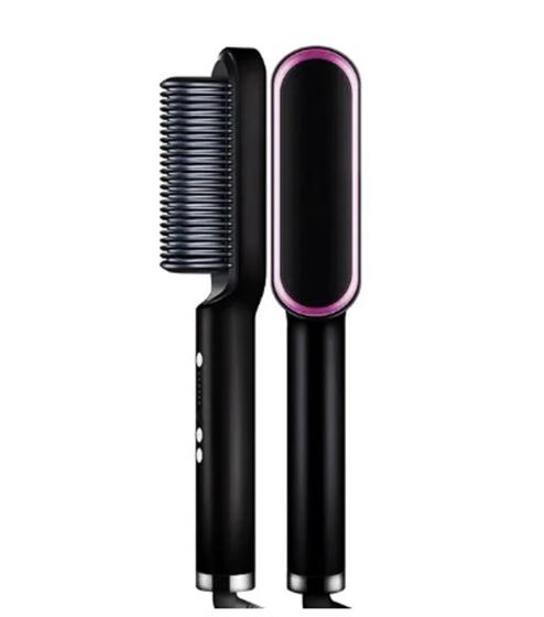Escova Alisadora Elétrica Ceramica Bivolt com controle de temperatura modelo Preto HA808 - HAIR ...